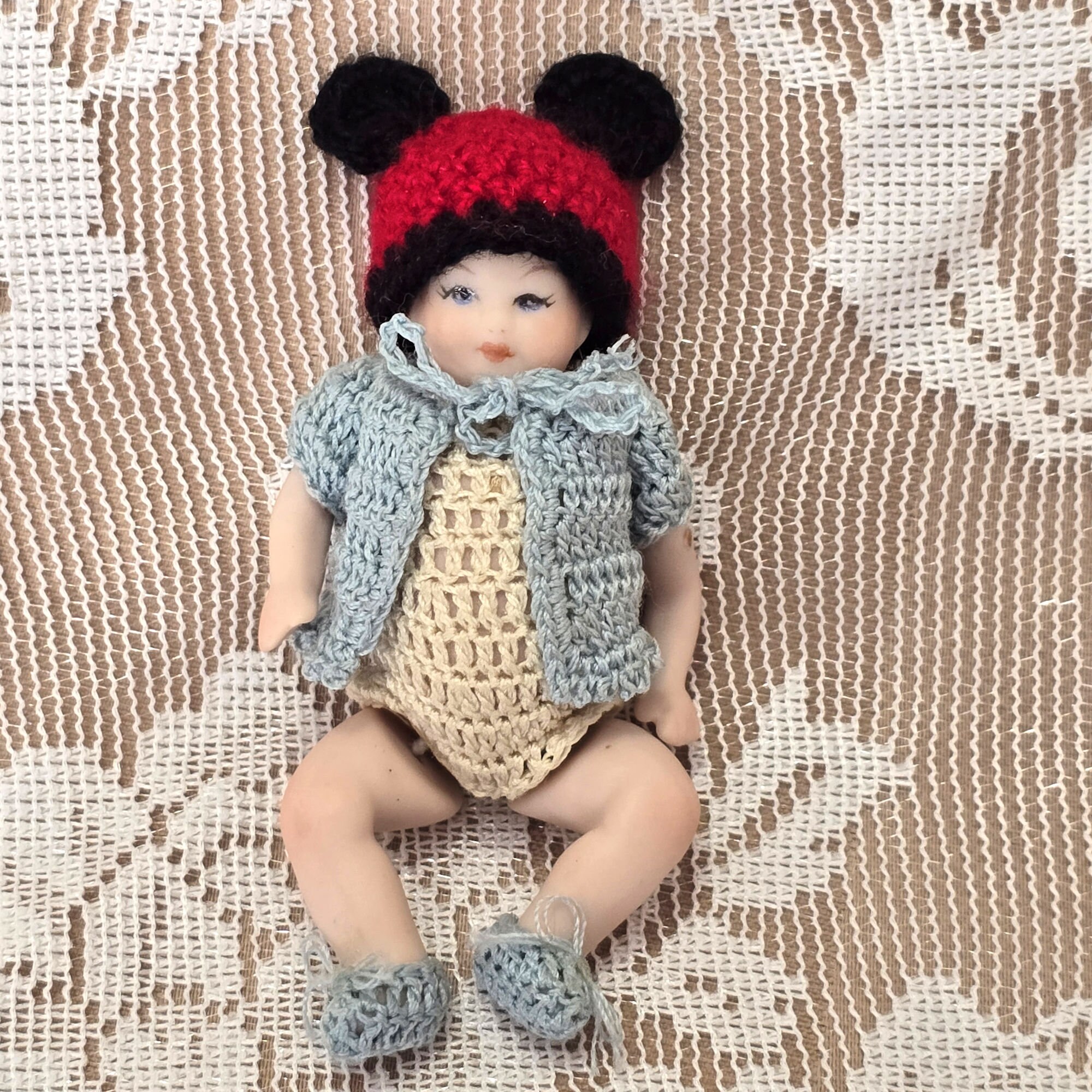 Tiny Crochet Mouse Ears Hat for 2-2.25in/5-5.5cm Head Size -fits ...