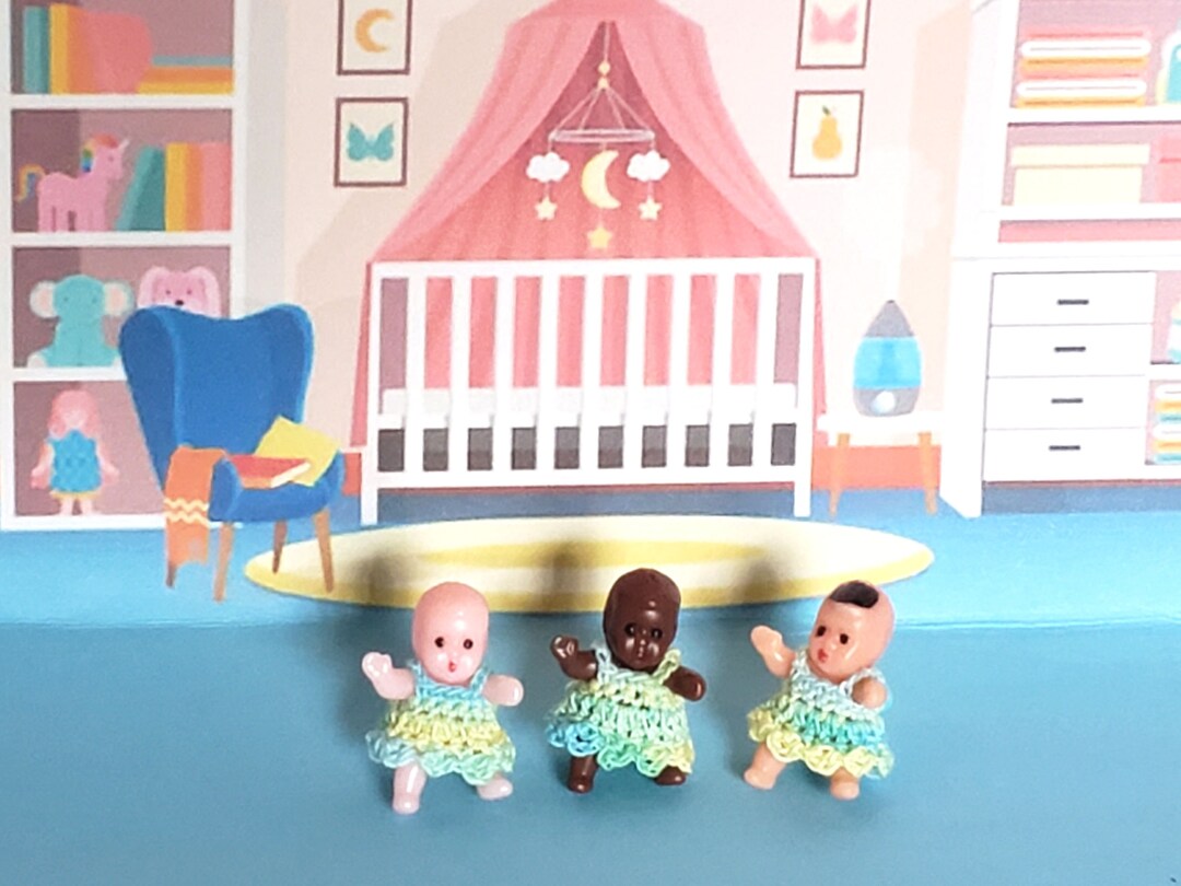 Micro Mini 2.5cm - 1 Inch Doll With Hand Crocheted Dress / Dollhouse ...