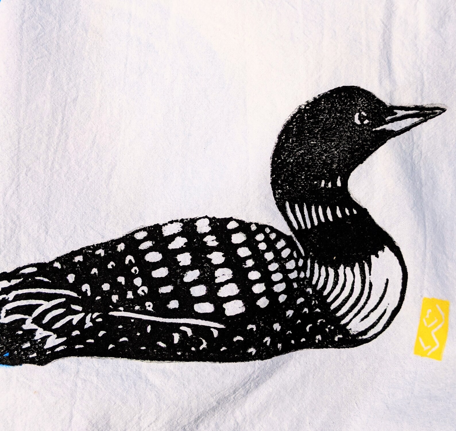 Three Loons Tea Towel - Linocut - Designed and Handprinted in Maine - Etsy