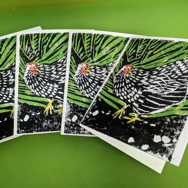 Chicken Linocut - Etsy