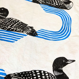Three Loons Tea Towel - Linocut - Designed and Handprinted in Maine - Etsy