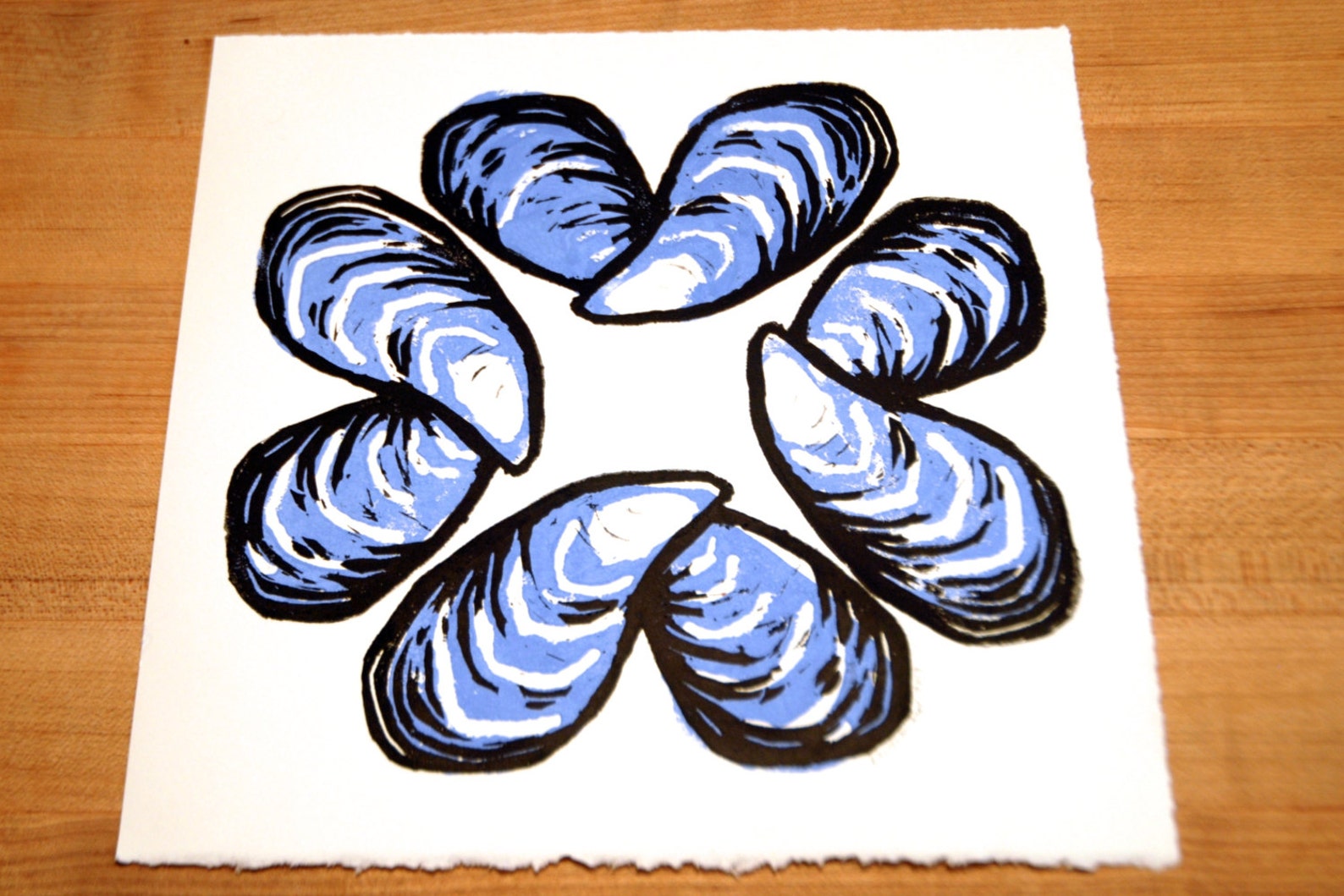 Mussel Shells Original Linocut Print - Etsy