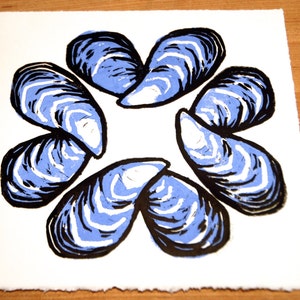 Mussel Shells Original Linocut Print - Etsy
