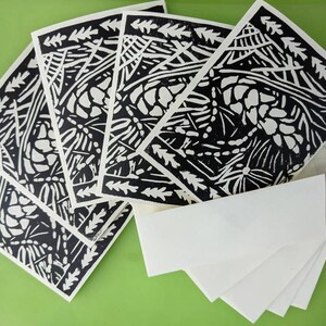 Pine Tree Cards - 5 Original Linocut Prints - Etsy