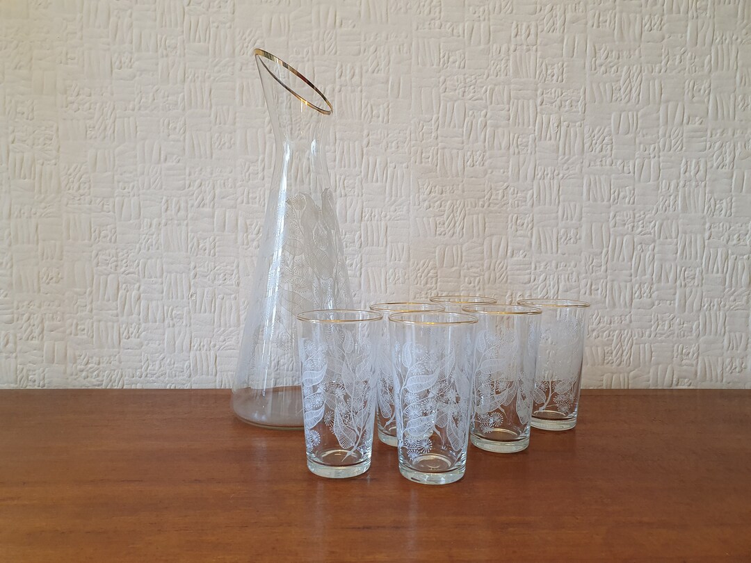 Iconic Giraffe Carafe & 6 Glasses Chance Glass Calypto - Etsy