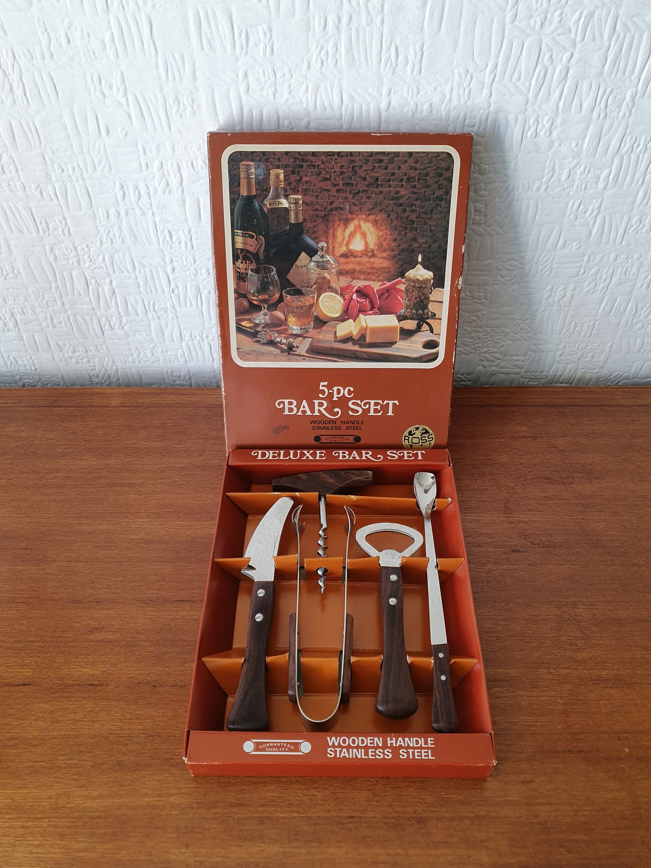 Ross Bar Set Stainless Steel and Wood Bottle Opener - Etsy UK