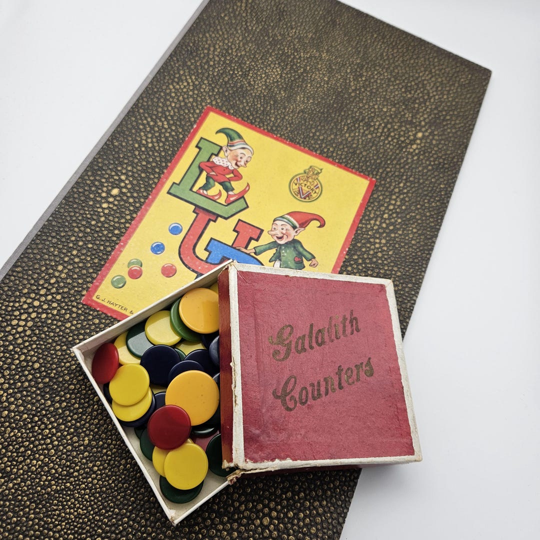 Vintage Ludo Board and Galalith Counters - Etsy