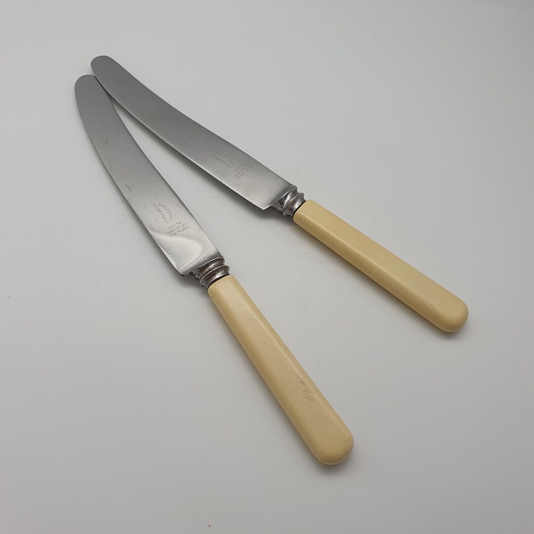 Pair of Ivorine Handle Dinner Knives - Firth Brearley Stainless - Etsy