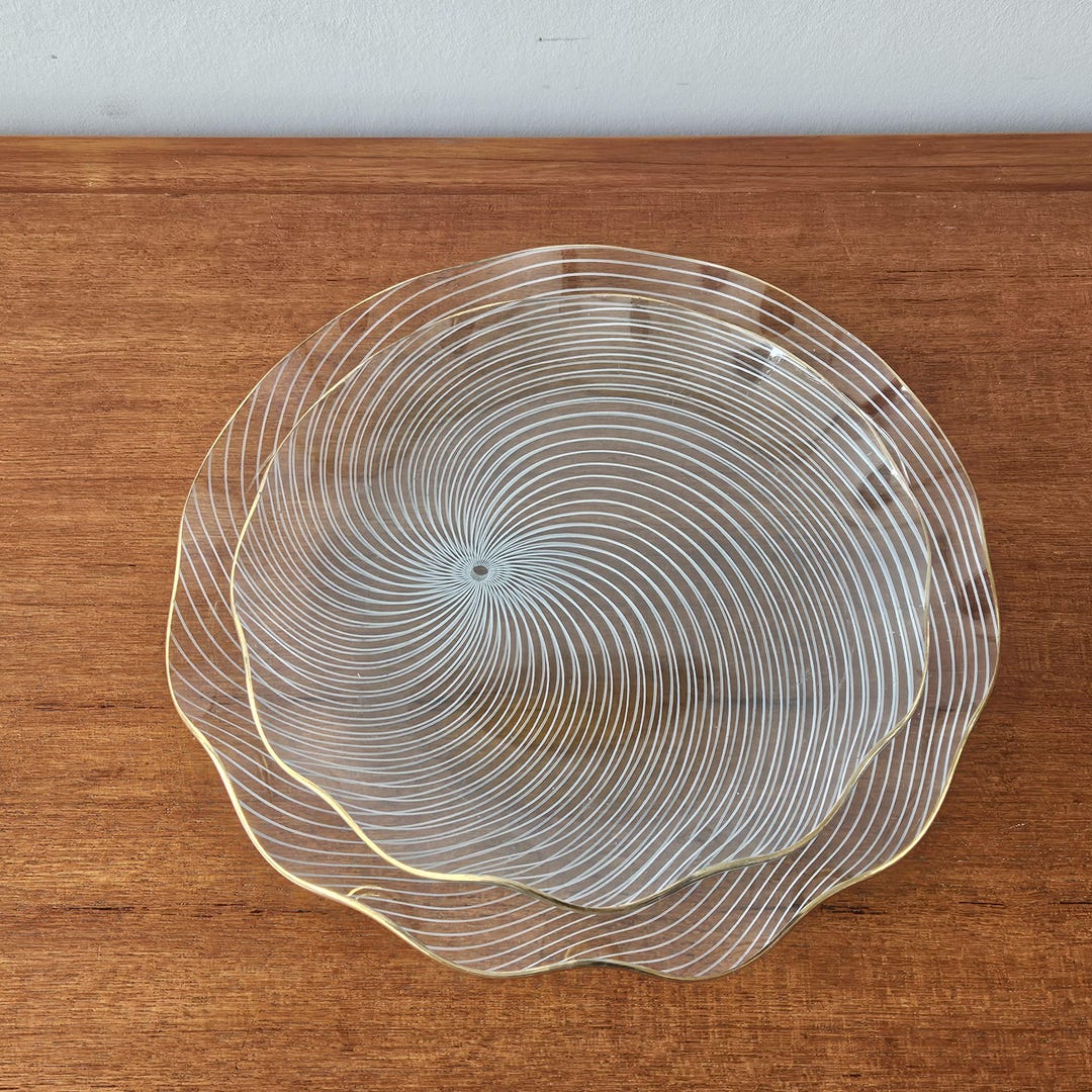Chance Glass Cake Plates - 1950s Iconic Swirl Pattern - Etsy