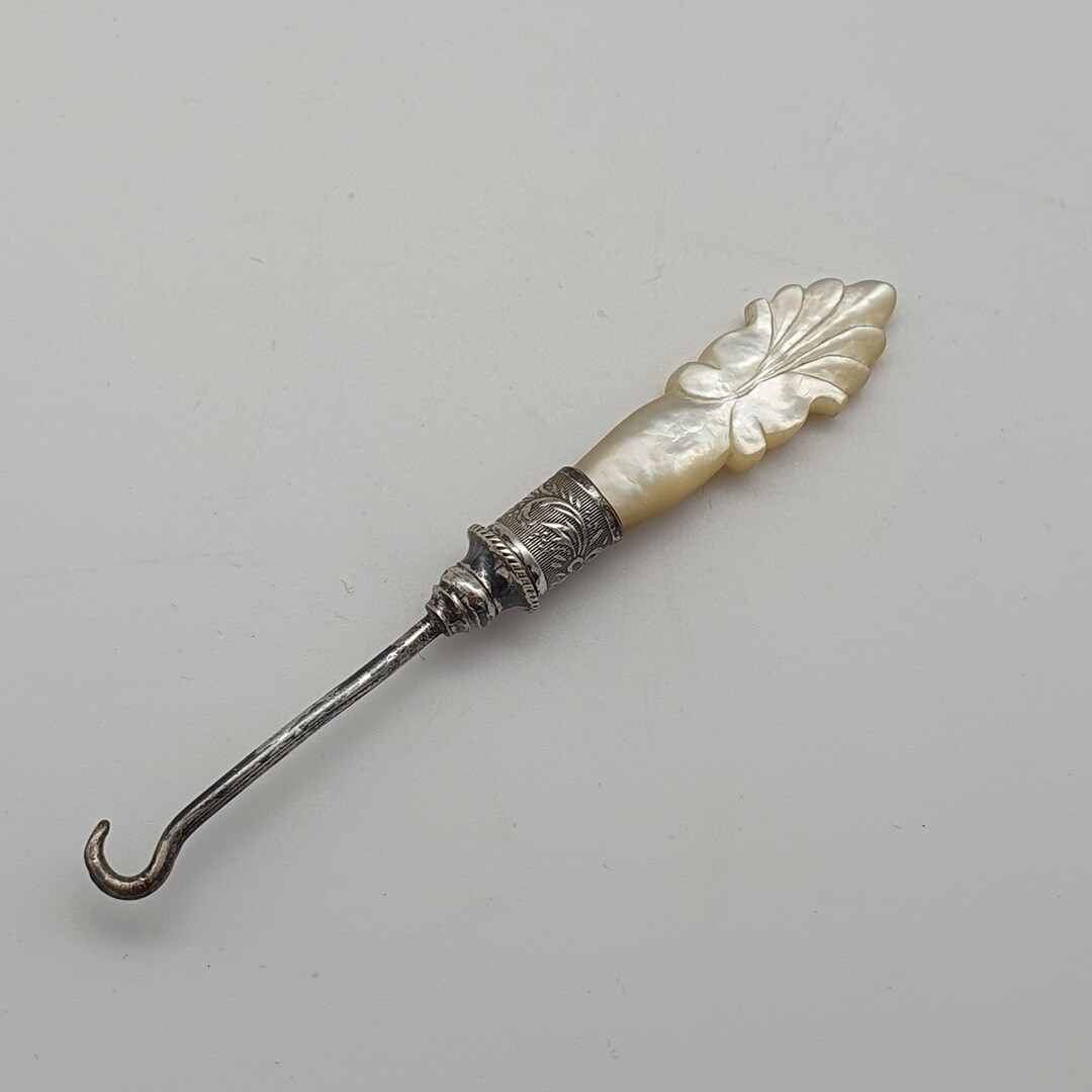 Mother of Pearl Button Hook - Tiny - Ornate Collar - Etsy