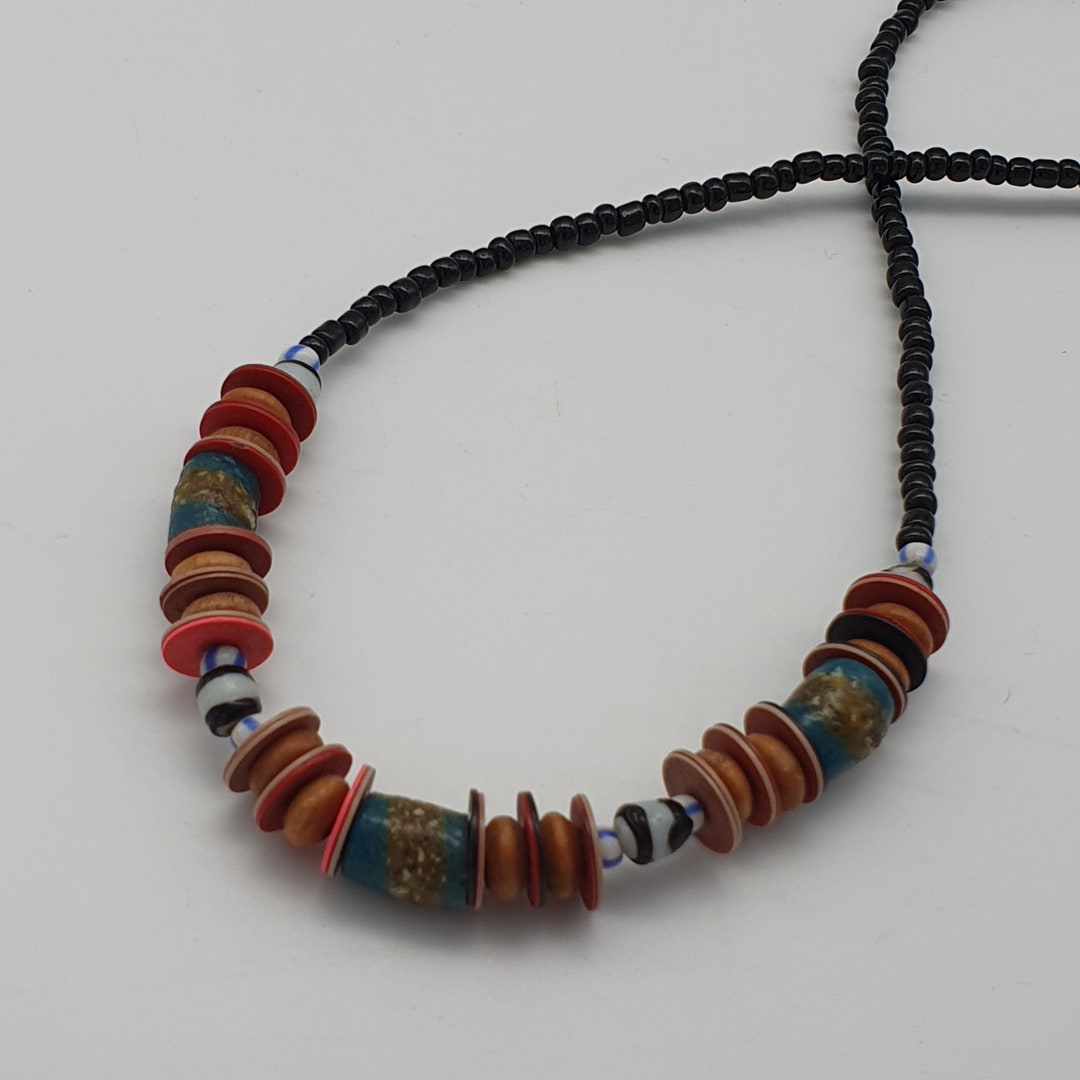 African Jigida Bead Necklace - Pink, Red, Teal - Etsy