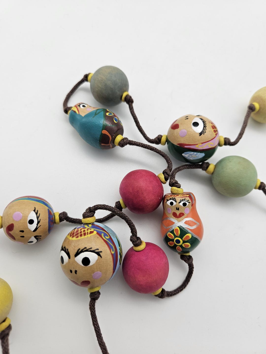 Handpainted Wooden Bead Necklace - Faces - Etsy