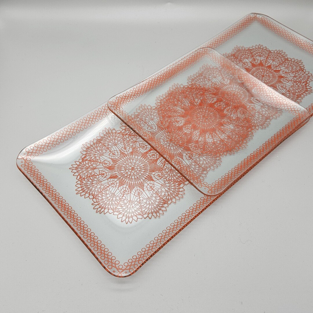Chance Glass Sandwich Set - Russet Lace 6 Plates - Etsy