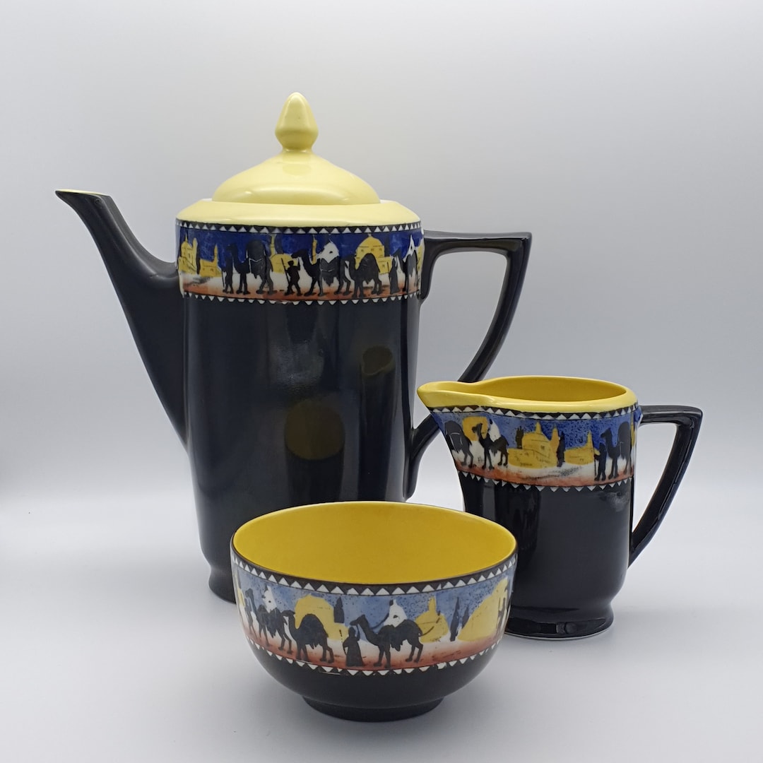 Soho Pottery Solian Ware - Coffee Set - Arabian Scene - Faults - Etsy