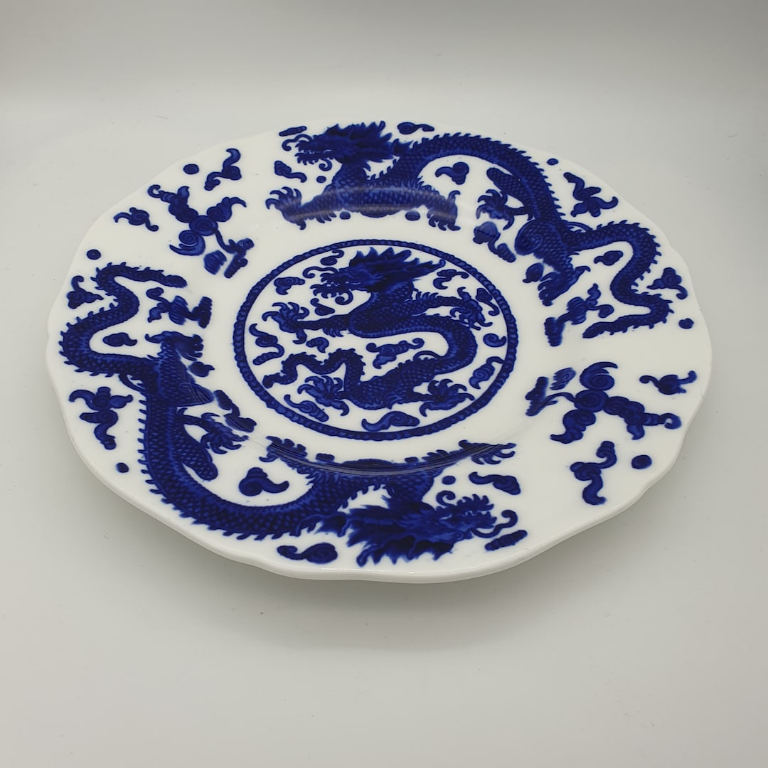 Flow Blue Coalport Blue Dragon Plate - Etsy