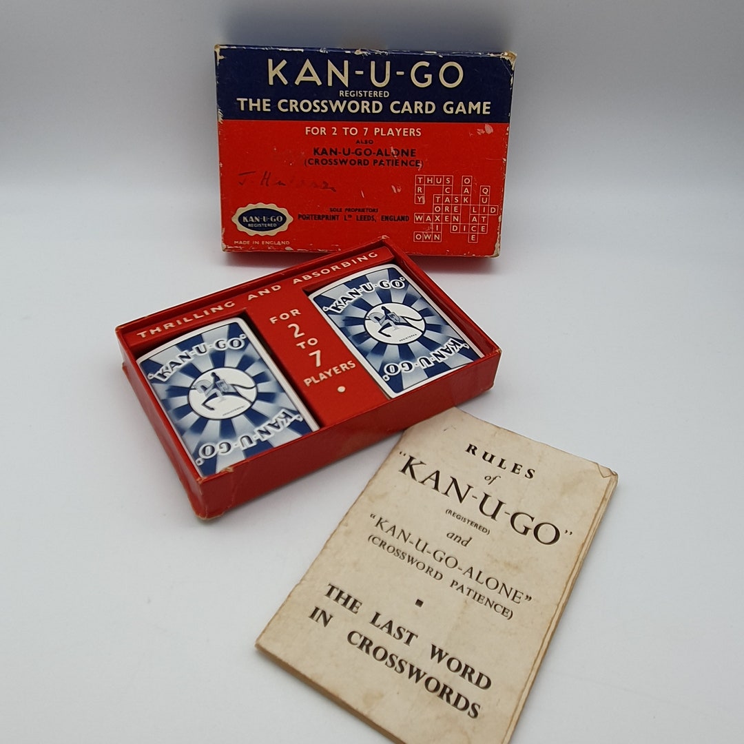Vintage Card Game - Kan-u-go - Crossword Game - Etsy