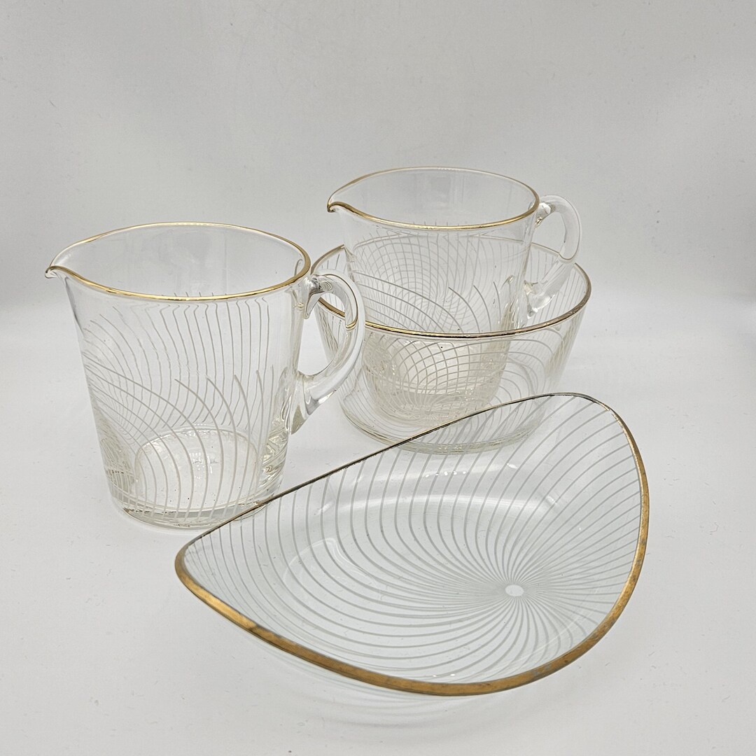Chance Glass Milk, Sugar, Dish - 1950s Iconic Swirl Pattern - Etsy