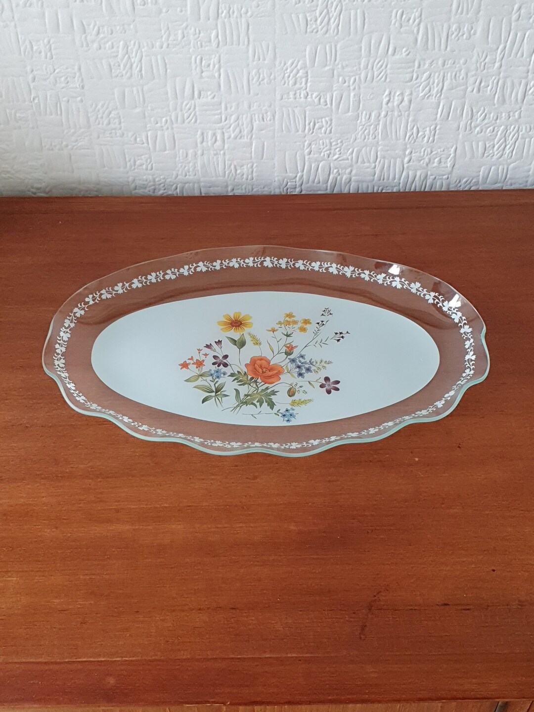 Fiesta Glass Large Oval Serving Dish or Hors D'oeuvres Plate 1980's ...
