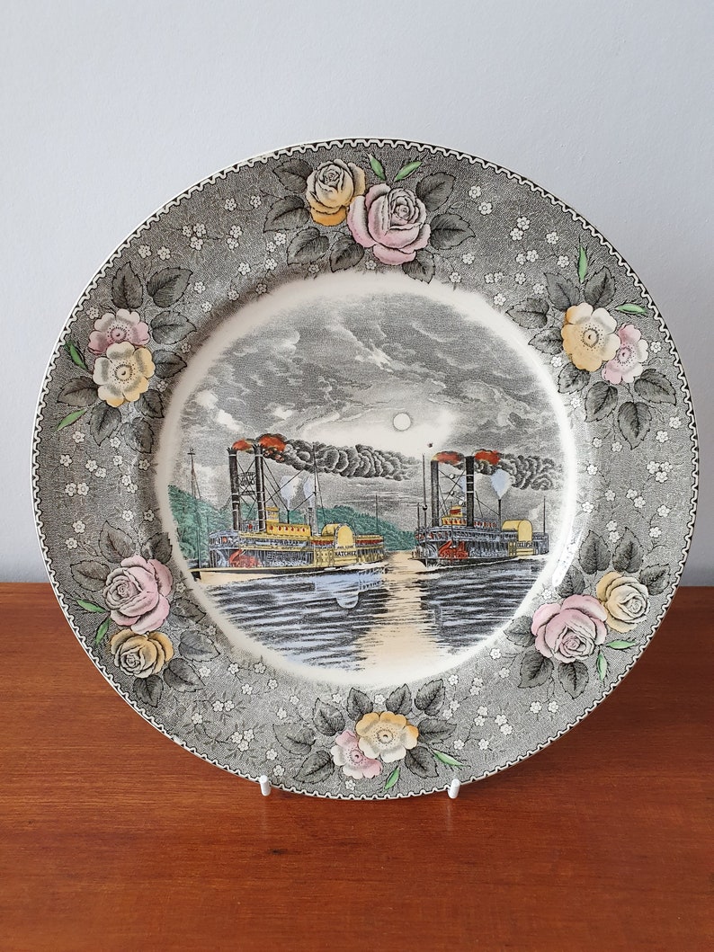 Adams Plate - Midnight Race on the Mississippi - 1930s - Etsy