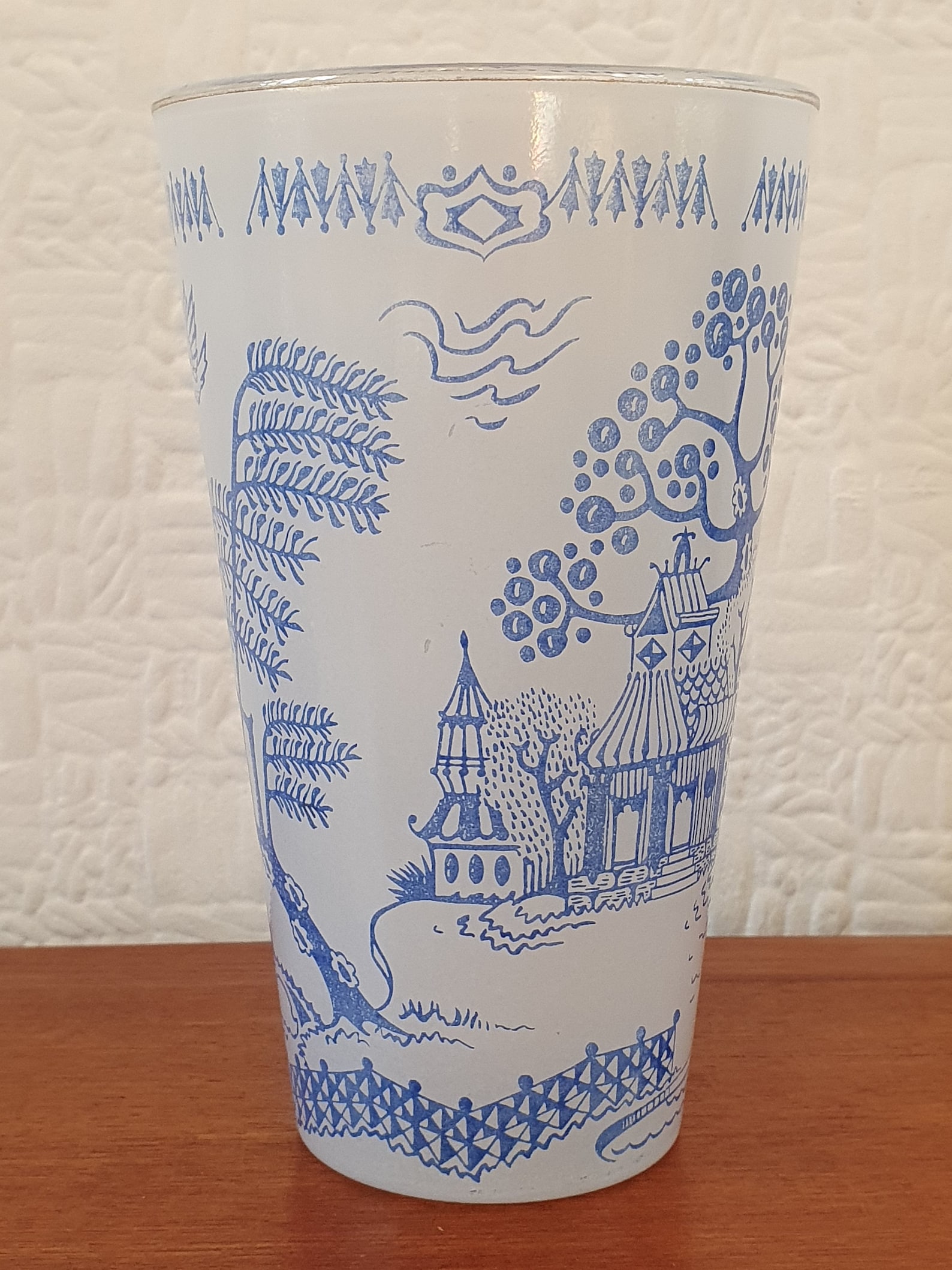 Chance Glass Pint Tumbler Willow Pattern 1952 Rare | Etsy