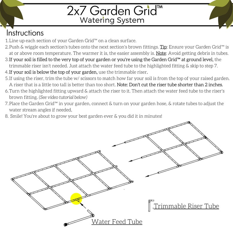 2x7 Garden Grid™ Watering System Pre-assembled Garden - Etsy