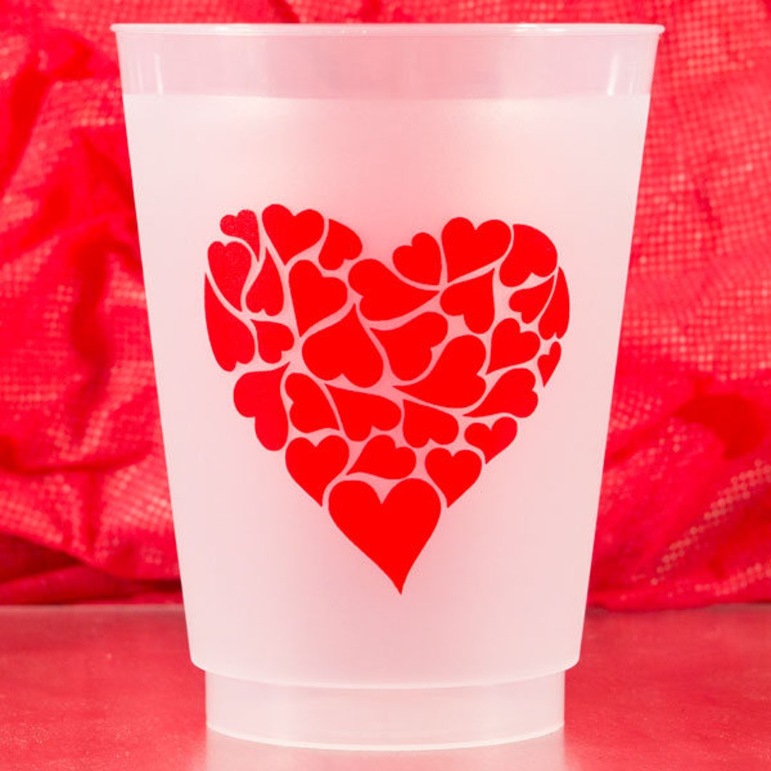Valentine Cups 100 Count 16 Oz. Shatterproof Reusable Plastic Party ...