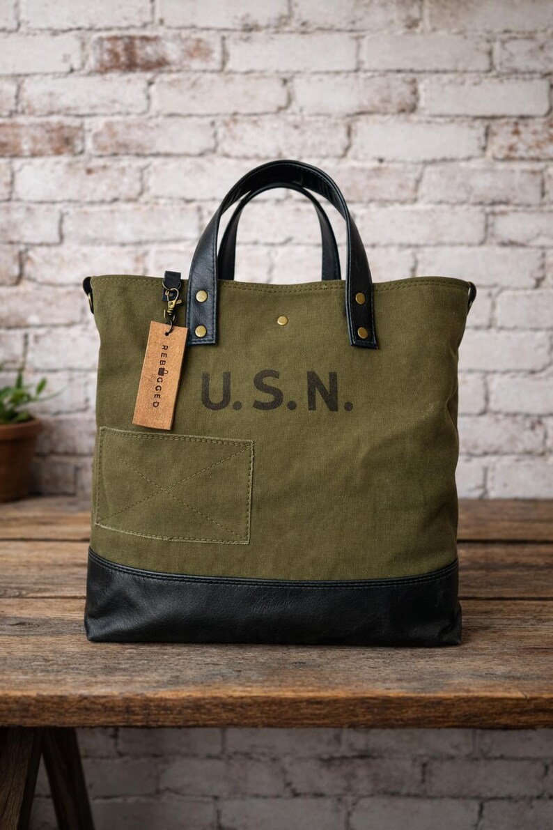 Authentic USN MILITARY WWII Vintage Large Tote Crossbody Bag - Etsy