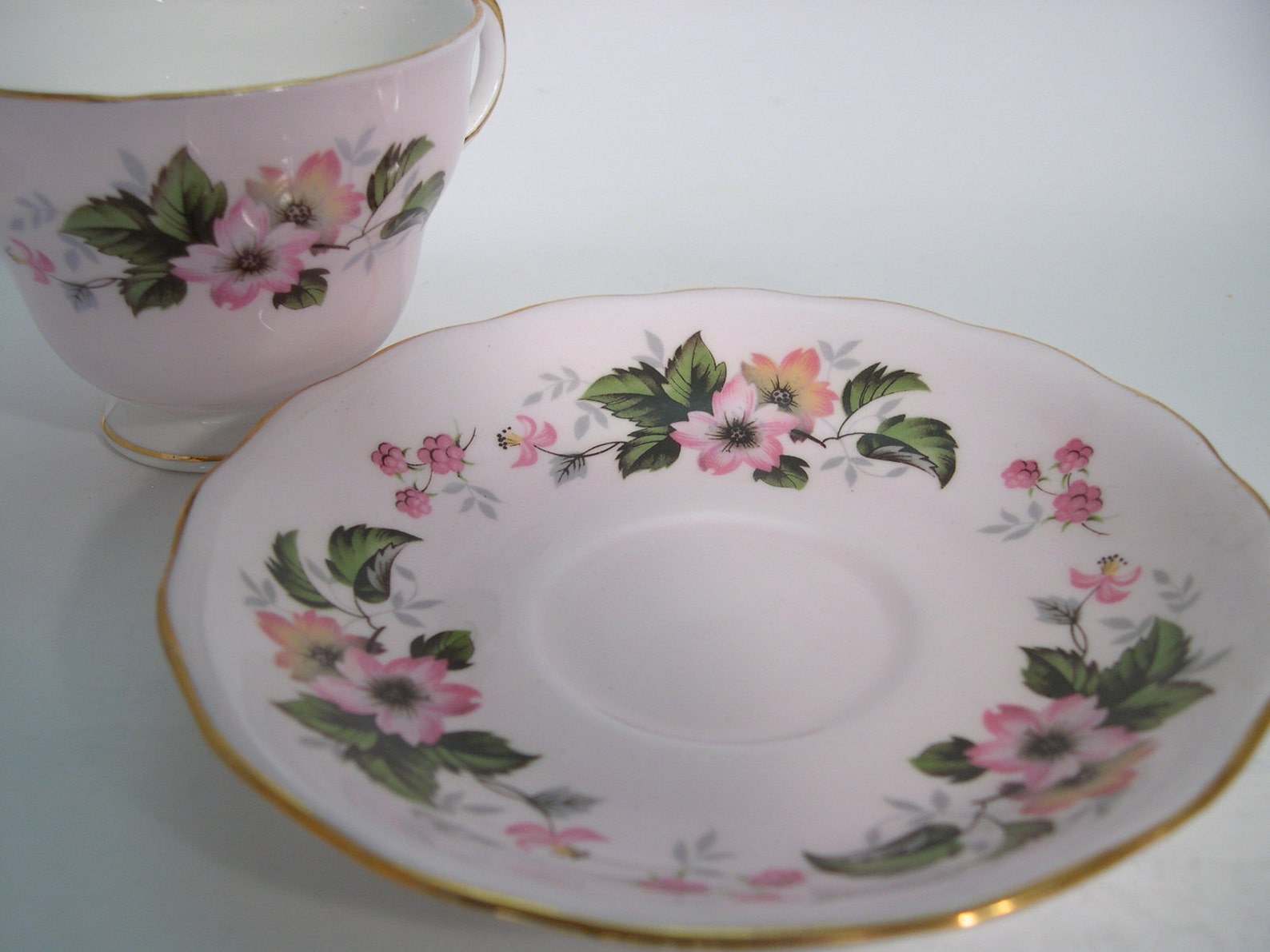 Colclough Tea Cup and Saucer Light Pink Tea Cup and Saucer - Etsy Canada