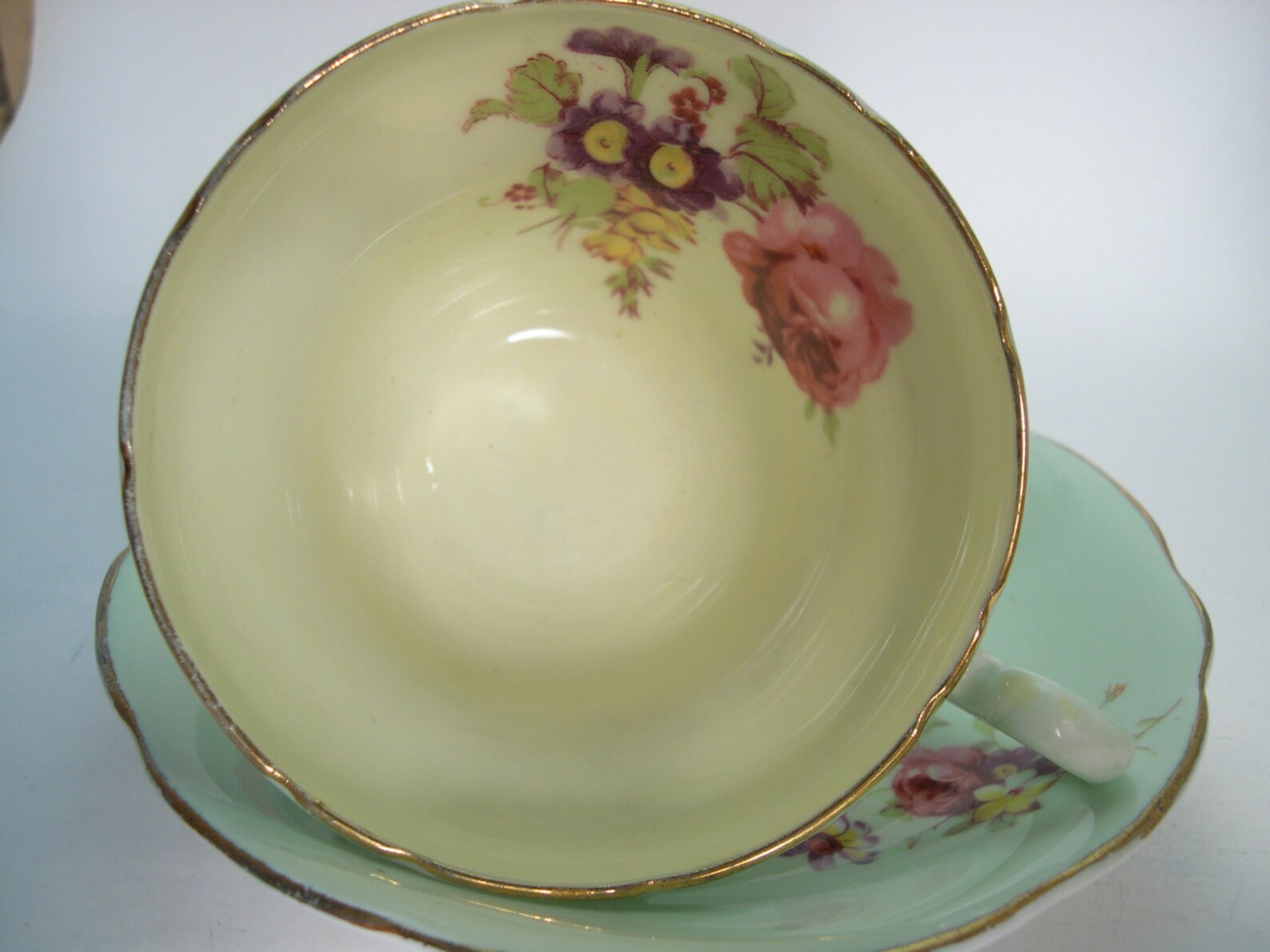 Mint Green Foley Tea Cup and Saucer Brushed Gold Rims With | Etsy