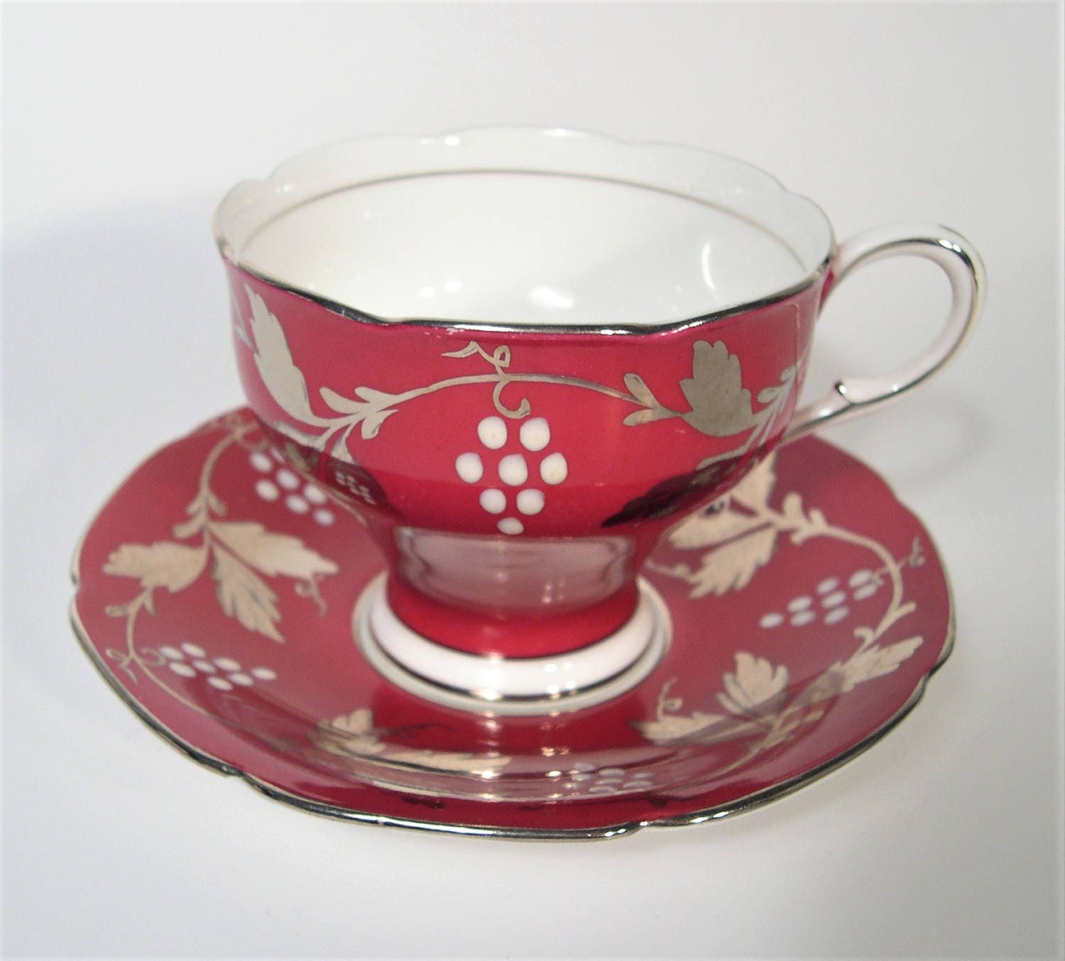 Paragon Tea Cup and Saucer, Magenta Tea Cup and Saucer Set, Antique ...