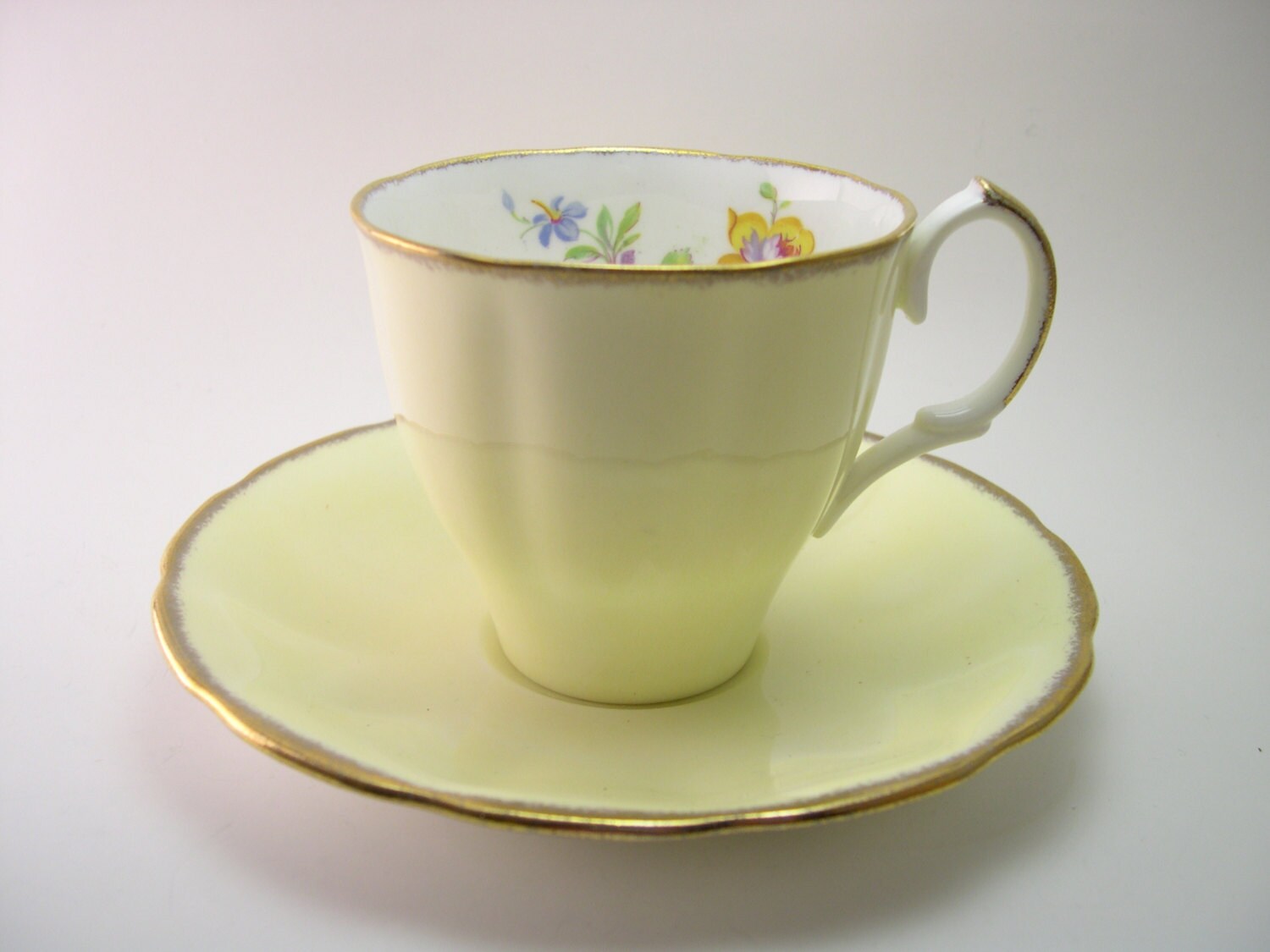 Jason Tea Cup and Saucer, Yellow Tea Cup and Saucer Set, Flowers on ...