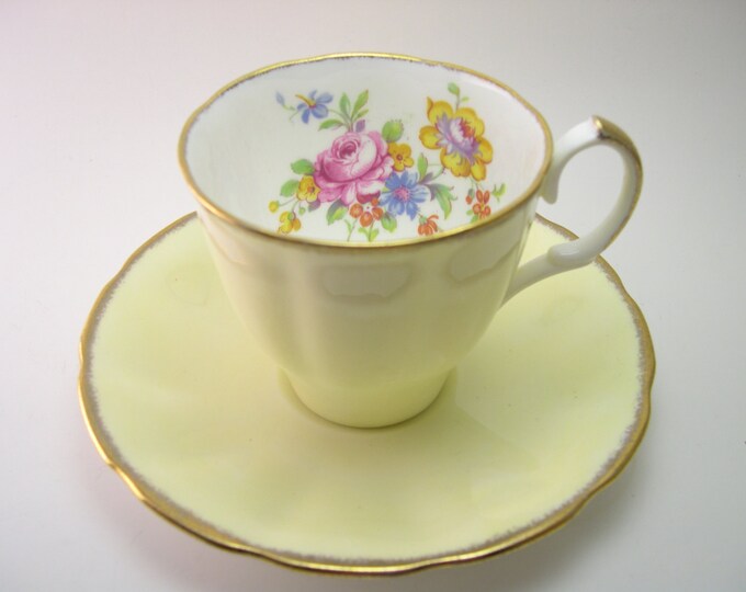 Jason Tea Cup and Saucer, Yellow Tea Cup and Saucer Set, Flowers on ...