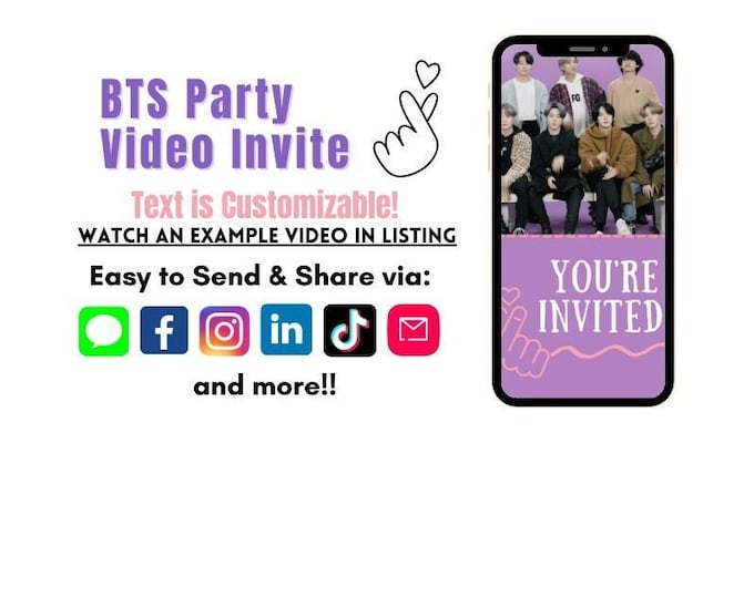 BTS Party Video Invitation - Etsy