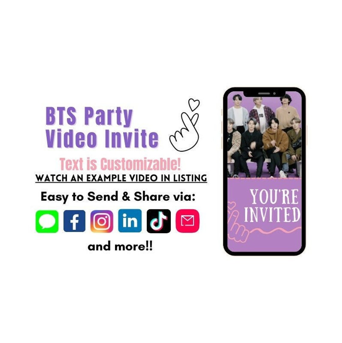 BTS Party Video Invitation - Etsy