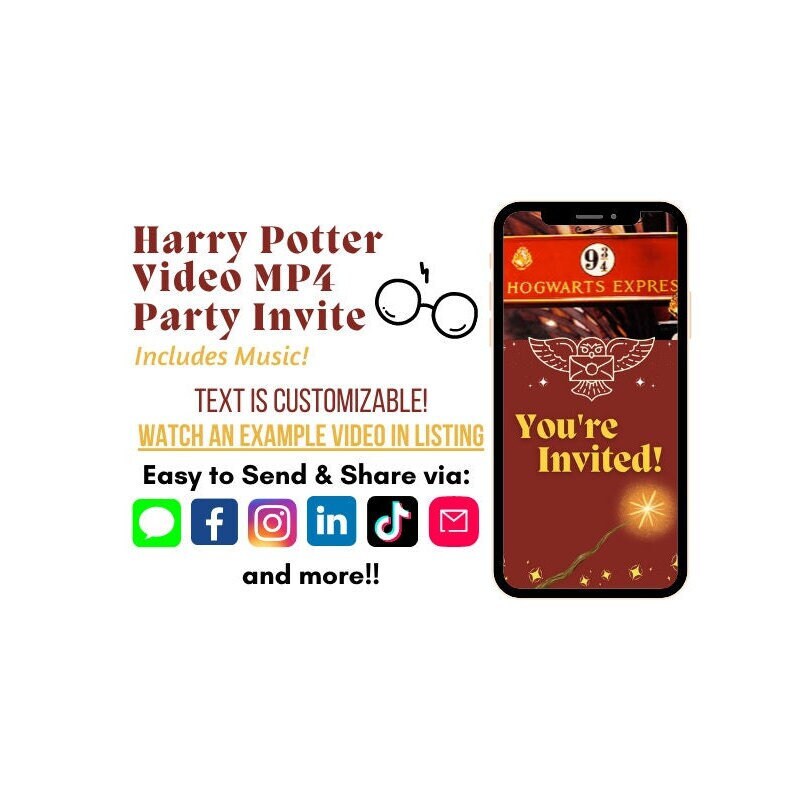 Harry Potter Digital Video Party Invitation - Etsy