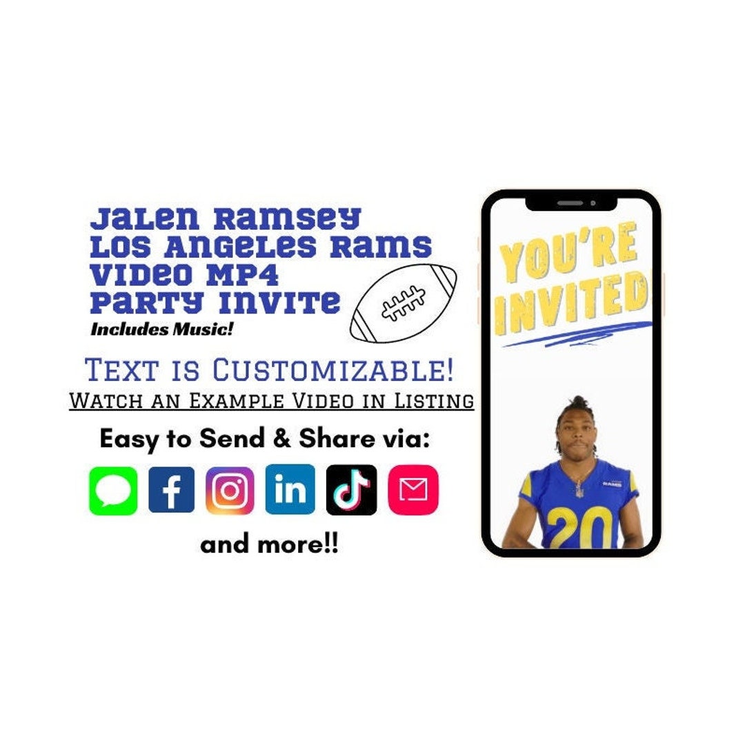 Jalen Ramsey Los Angeles Rams Digital Video Party Invitation - Etsy