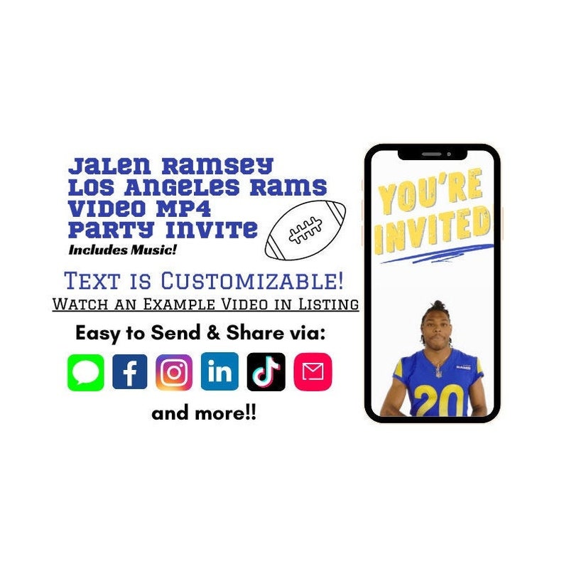 Jalen Ramsey Los Angeles Rams Digital Video Party Invitation - Etsy