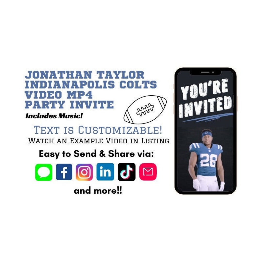 Jonathan Taylor Indianapolis Colts Digital Video Party Invitation - Etsy