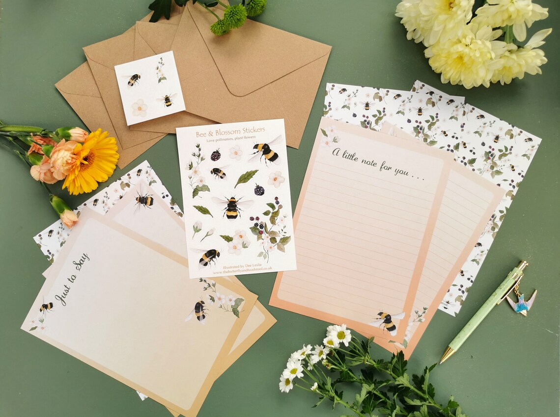 Bee Writing Paper Set Letter Writing Set Stationery Set | Etsy