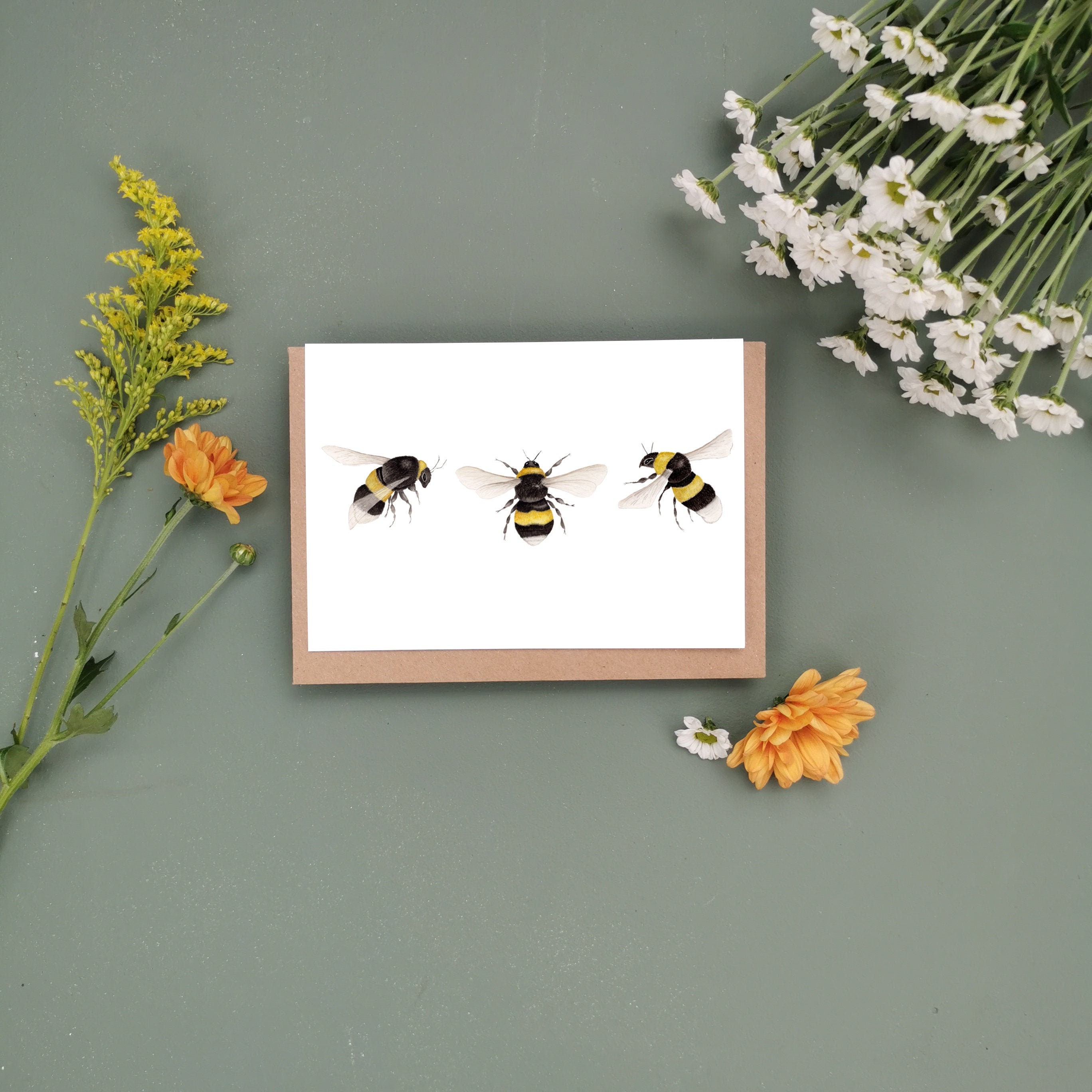 Greeting Cards Paper & Party Supplies Bumblebee card bee gift Bee card ...
