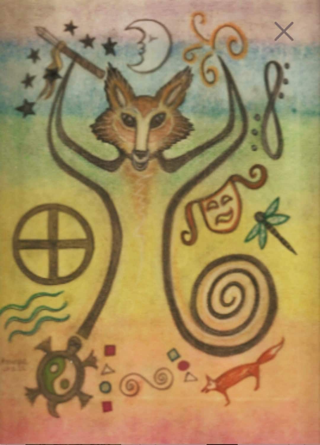 Fox Totem Shapeshifter Magic Petroglyph by Shamanic Artist Healer ...