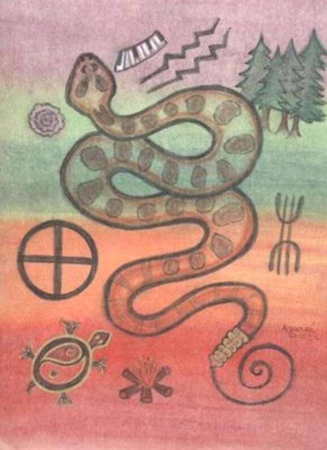 Rattlesnake of Transformation Snake Totem Petroglyph Portrait - Root ...