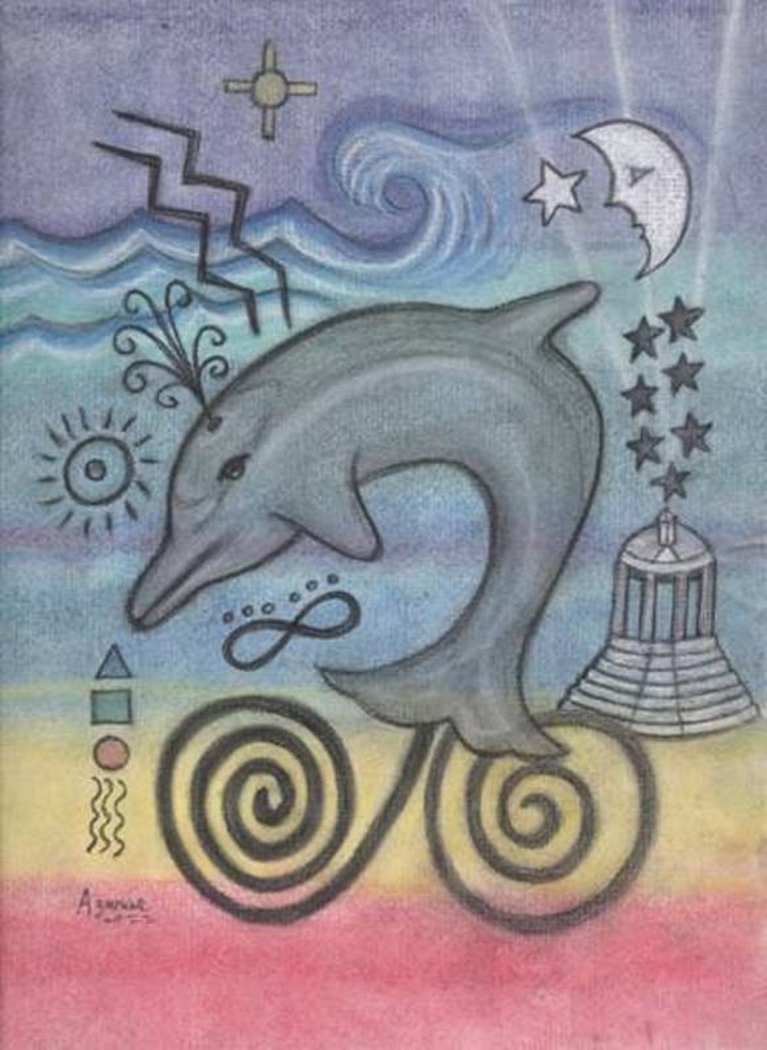 Dolphin Totem Healing Petroglyph Portrait - Sound, Touch and Dreamtime ...