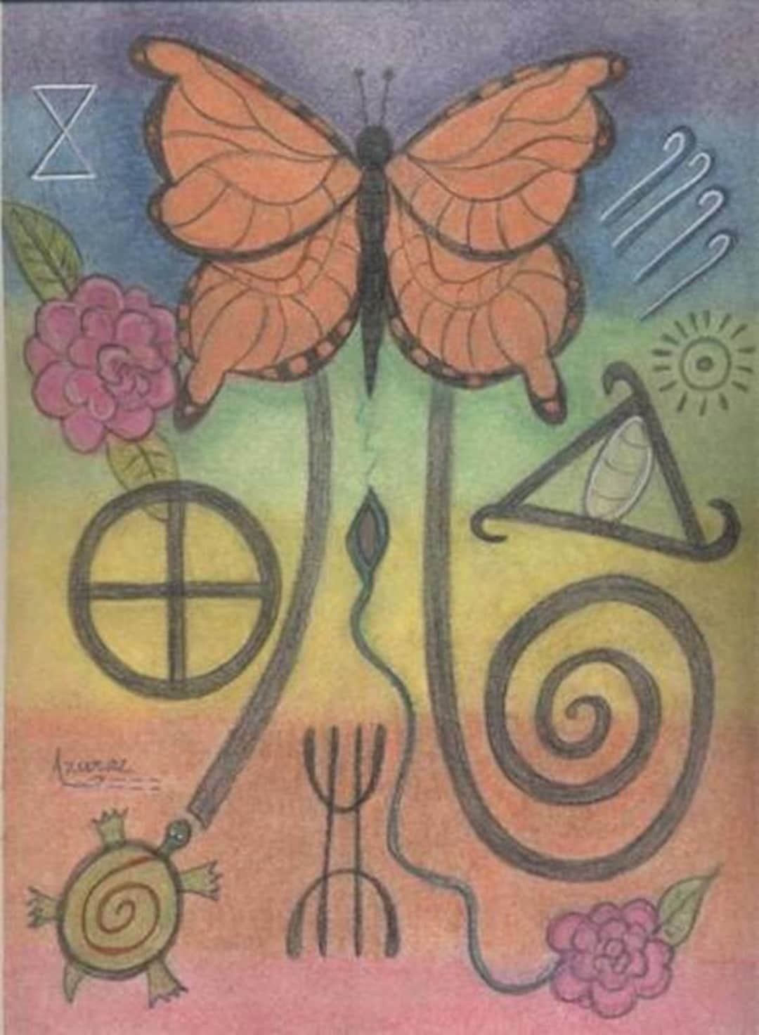 Joyful Transformation Butterfly Spirit Totem Petroglyph Portrait by ...