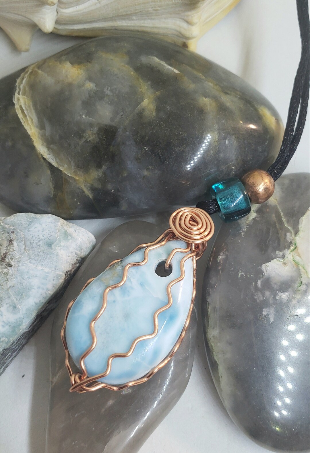 Larimar Peace & Healing Lifeforce Energy Orgone Amulet, Dolphin ...