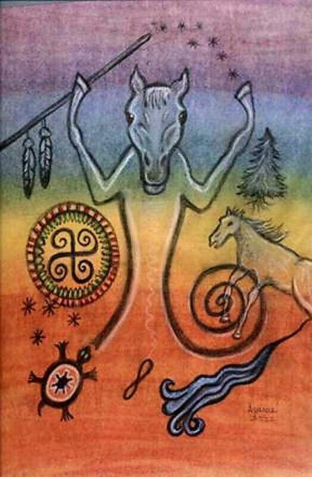 Horse Personal Power Totem, Spirit Petroglyph Portrait - Powerup Belly ...