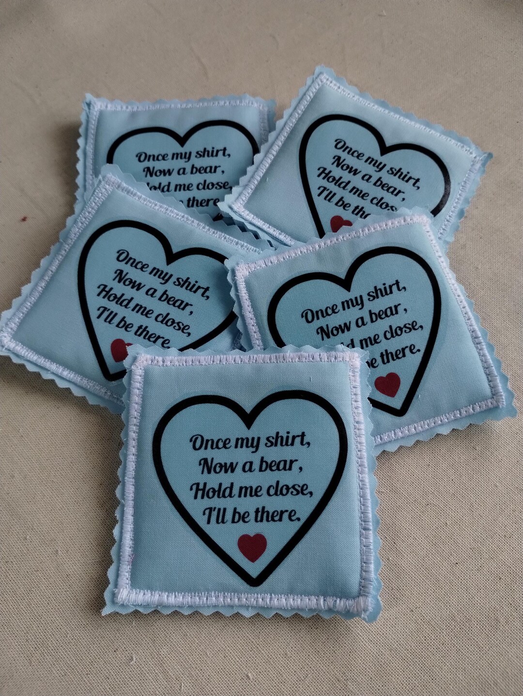 Handmade Fabric Memory Bear Patch, Memory Bear Tag, Memorial Patch, Bereavement Patch, Fabric ...