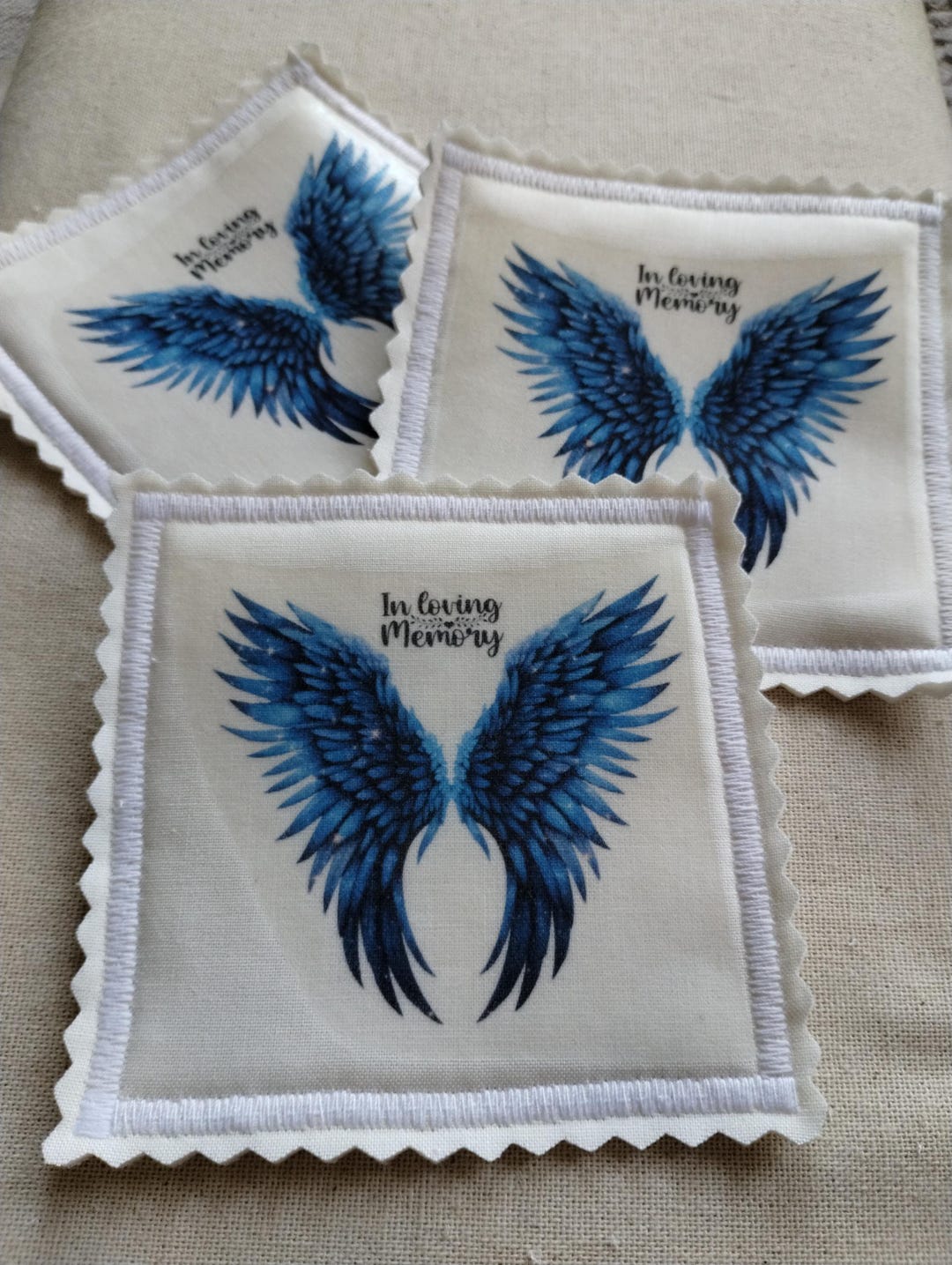 New Handmade Blue Wings in Loving Memory Sew on Patch, Memory Bear ...