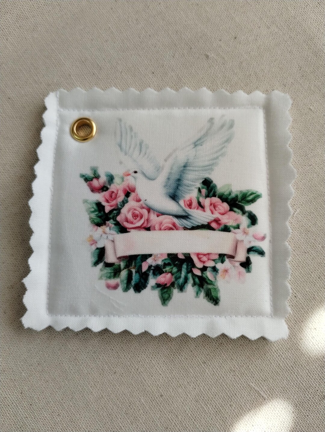 New Handmade Fabric Gift Tags, Dove Fabric Tag, Add on for Your Memory ...