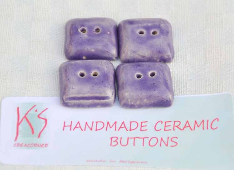 4 Pieces Handmade Ceramic Large Square Buttons in Soft Violet - Etsy